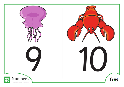 Number Cards - Ocean Theme 1-10 | Teaching Resources