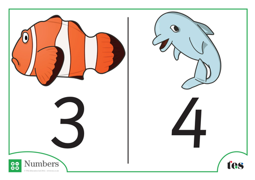 Number Cards - Ocean Theme 1-10 | Teaching Resources