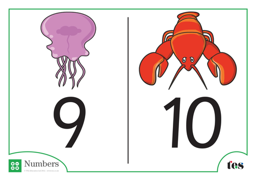 Number Cards - Ocean Theme 1-10 | Teaching Resources