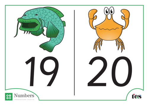 Number Cards - Ocean Theme 11-20 | Teaching Resources