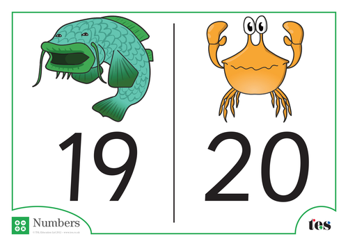 Number Cards - Ocean Theme 11-20 | Teaching Resources