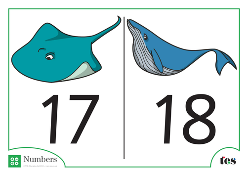 Number Cards - Ocean Theme 11-20 | Teaching Resources