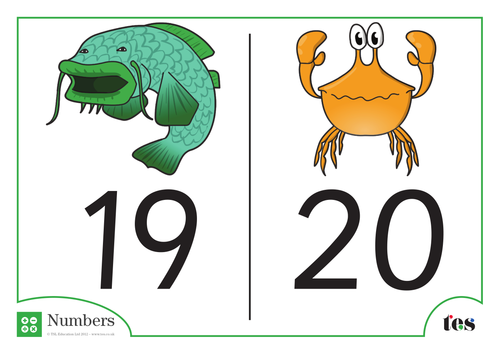 Number Cards - Ocean Theme 11-20 | Teaching Resources