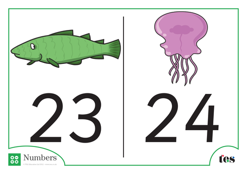 Number Cards - Ocean Theme 21-30 | Teaching Resources
