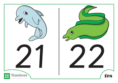 Number Cards - Ocean Theme 21-30 | Teaching Resources