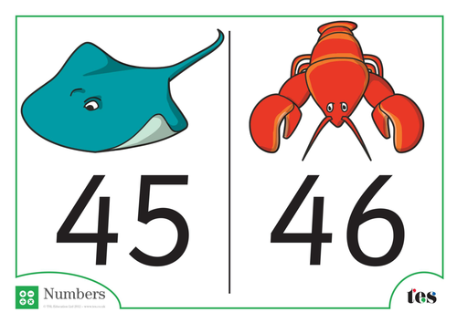 Number Cards - Ocean Theme 41-50 | Teaching Resources