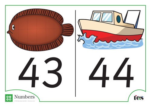 Number Cards - Ocean Theme 41-50 | Teaching Resources