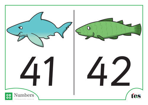 Number Cards - Ocean Theme 41-50 | Teaching Resources