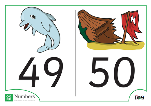 Number Cards - Ocean Theme 41-50 | Teaching Resources
