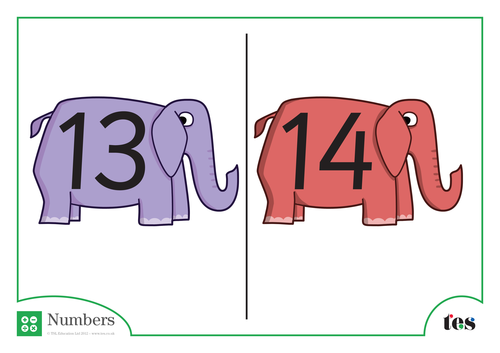 Number Cards - Elephant Theme 11-20 | Teaching Resources
