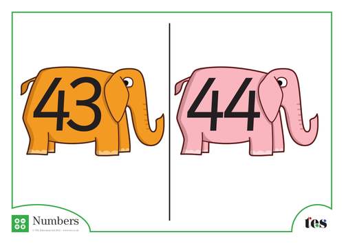 Number Cards - Elephant Theme 41-50 | Teaching Resources