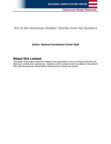 Art of the American Soldier: Post-visit Activity | Teaching Resources