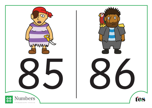 Number Cards – Pirate Theme 81-90 | Teaching Resources