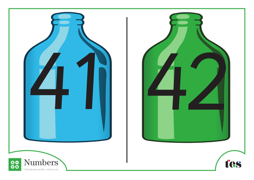 Number Cards - Bottle Theme 41-50 | Teaching Resources