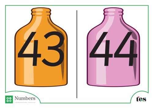 Number Cards - Bottle Theme 41-50 | Teaching Resources
