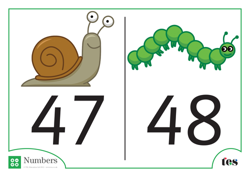 Number Cards - Minibeast Theme 41-50 | Teaching Resources