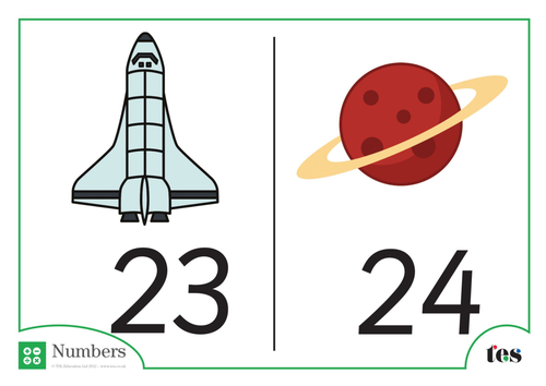 Number Cards - Space Theme 21-30 | Teaching Resources