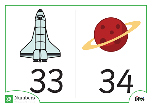 Number Cards - Space Theme 31-40 | Teaching Resources