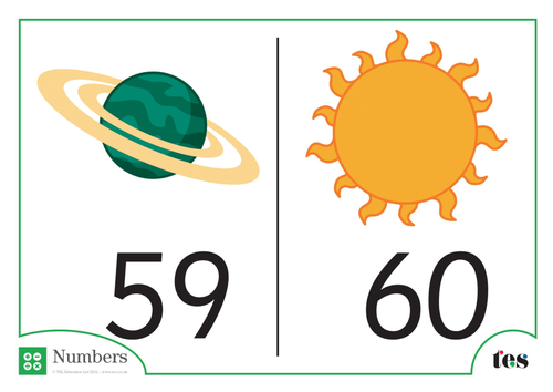 Number Cards - Space Theme 51-60 | Teaching Resources