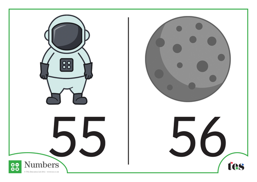Number Cards - Space Theme 51-60 | Teaching Resources