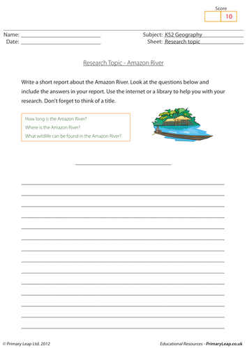 Research topic - Amazon river | Teaching Resources
