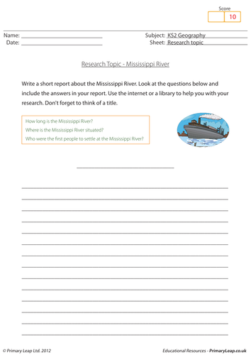 Research topic - Mississippi river | Teaching Resources
