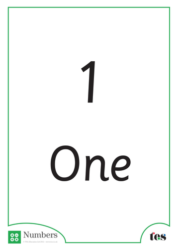 A4 Words and Numbers Flash Cards 1-5 | Teaching Resources