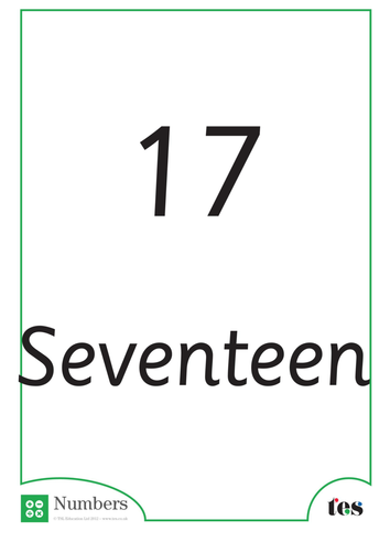 A4 Words and Numbers Flash Cards 16-20 | Teaching Resources