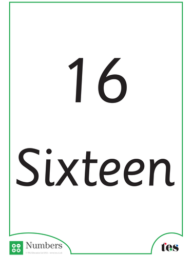 A4 Words and Numbers Flash Cards 16-20 | Teaching Resources