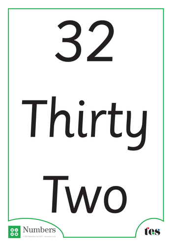 A4 Words and Numbers Flash Cards 31-35 | Teaching Resources