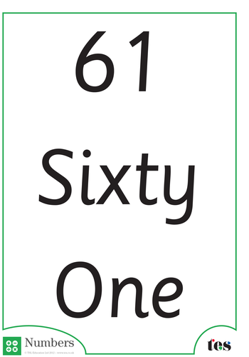 A4 Words and Numbers Flash Cards 61-65 | Teaching Resources
