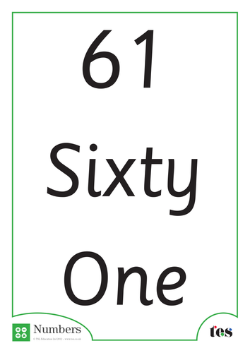 A4 Words and Numbers Flash Cards 61-65 | Teaching Resources