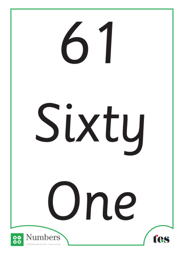 A4 Words and Numbers Flash Cards 61-65 | Teaching Resources