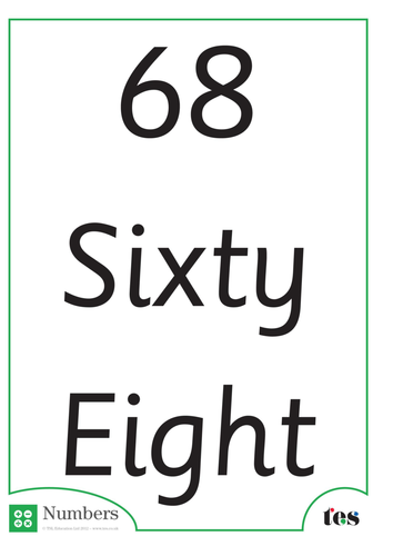 A4 Words and Numbers Flash Cards 66-70 | Teaching Resources