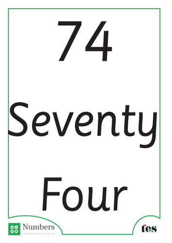 A4 Words and Numbers Flash Cards 71-75 | Teaching Resources