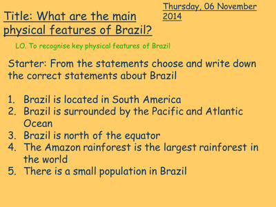 Investigating Brazil by Victoria1987 - UK Teaching Resources - TES
