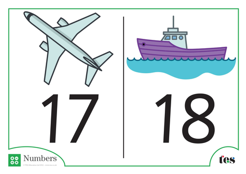 Number Cards - Transport Theme 11-20 | Teaching Resources