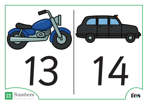 Number Cards - Transport Theme 11-20 | Teaching Resources