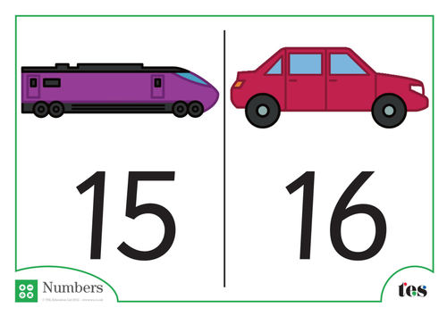 Number Cards - Transport Theme 11-20 | Teaching Resources