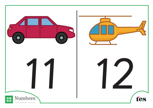 Number Cards - Transport Theme 11-20 | Teaching Resources
