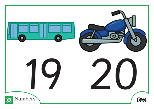 Number Cards - Transport Theme 11-20 | Teaching Resources