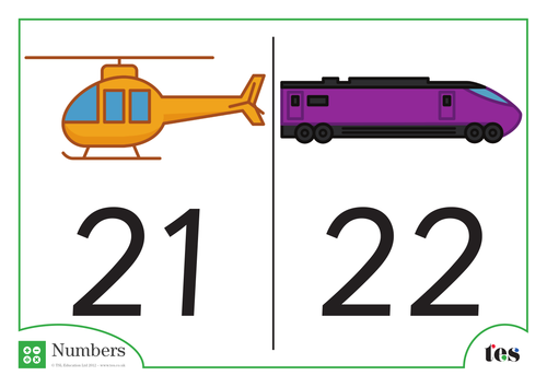 Number Cards - Transport Theme 21-30 | Teaching Resources