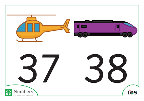 Number Cards - Transport Theme 31-40 | Teaching Resources
