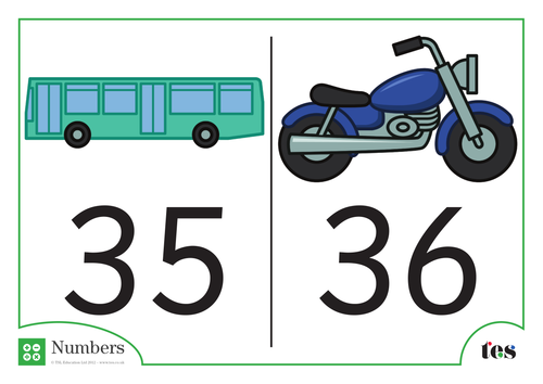 Number Cards - Transport Theme 31-40 | Teaching Resources