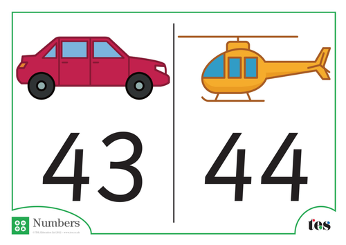 Number Cards - Transport Theme 41-50 | Teaching Resources