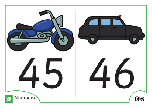 Number Cards - Transport Theme 41-50 | Teaching Resources