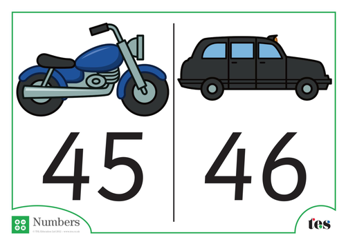 Number Cards - Transport Theme 41-50 | Teaching Resources