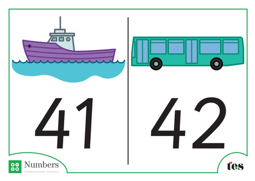 Number Cards - Transport Theme 41-50 | Teaching Resources