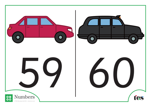 Number Cards - Transport Theme 51-60 | Teaching Resources