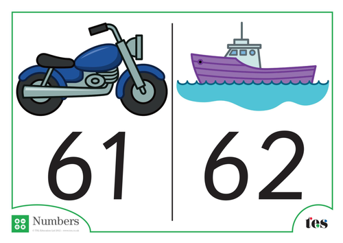 Number Cards - Transport Theme 61-70 | Teaching Resources